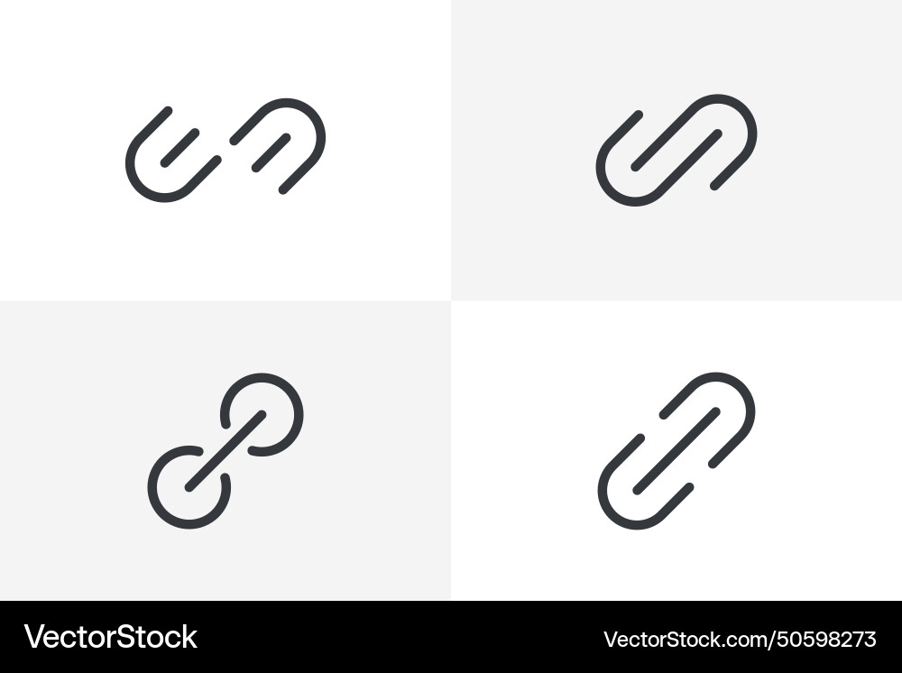 Url link icon set hyperlink chain website Vector Image