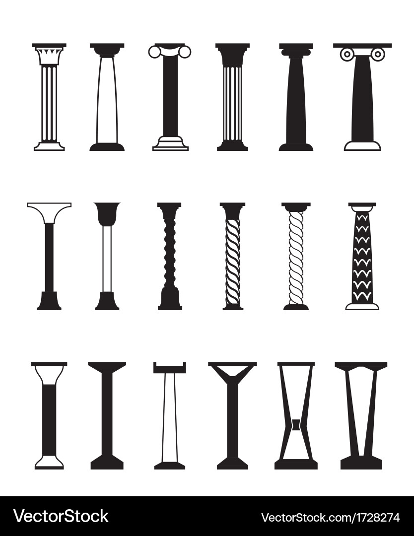 Different types of columns Royalty Free Vector Image