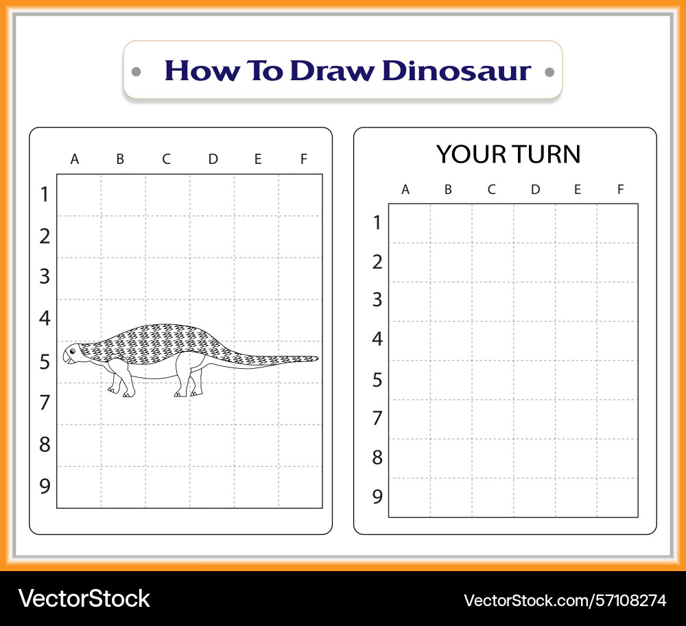 Dinosaur Zeichnung Tutorial Gitter Methode für Kinder