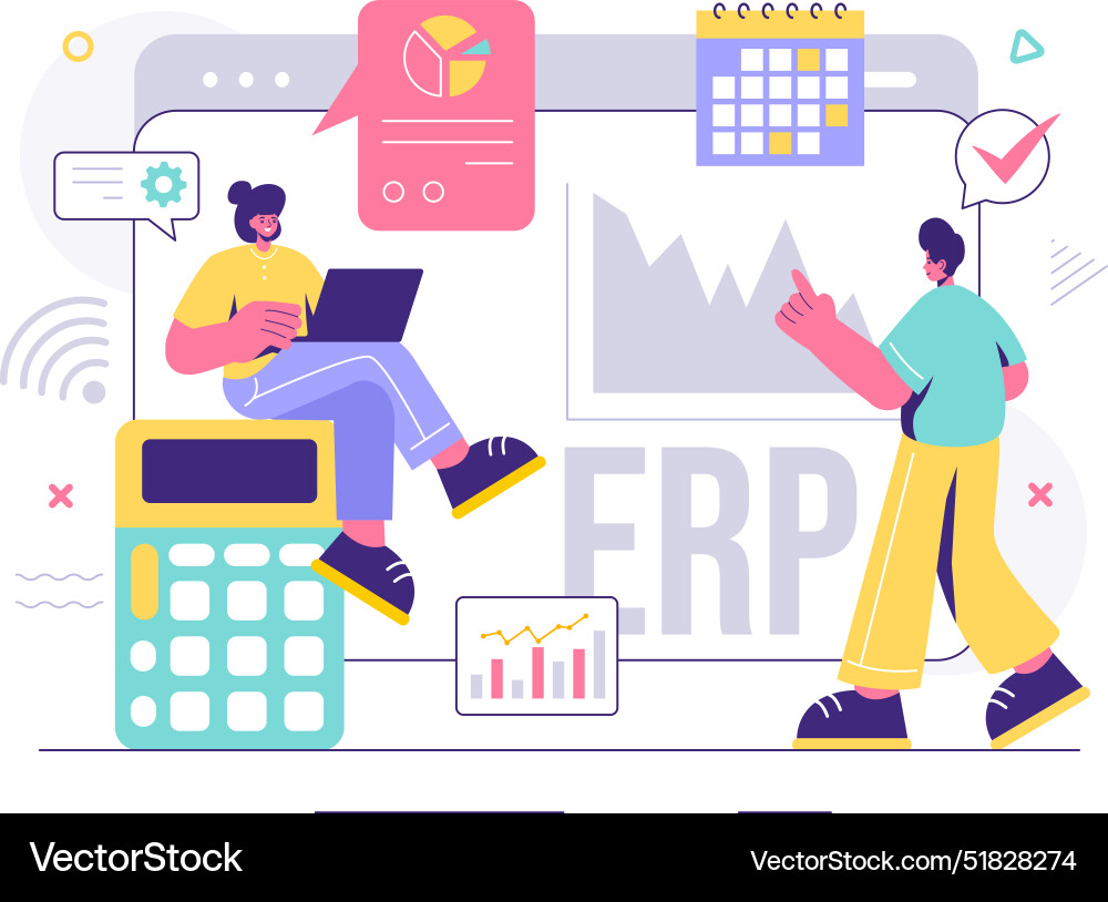 Erp enterprise resource planning system with Vector Image