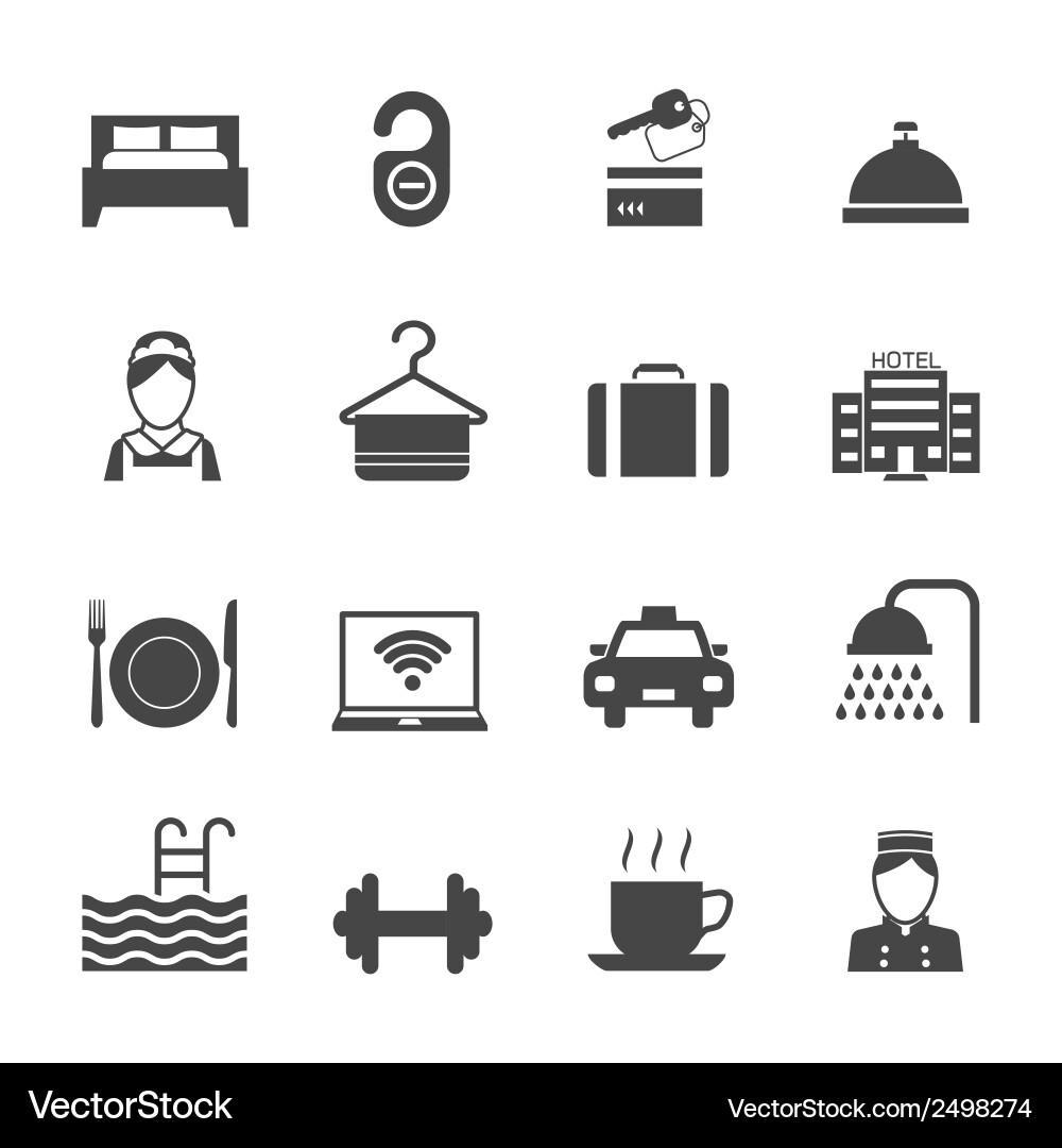 Hotel icons black Royalty Free Vector Image - VectorStock