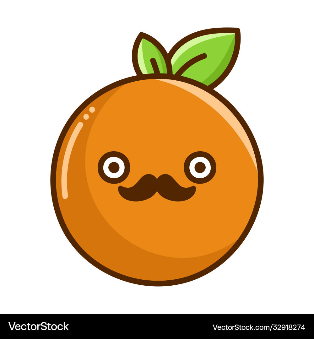 Kawaii mustache orange fruit cartoon Royalty Free Vector