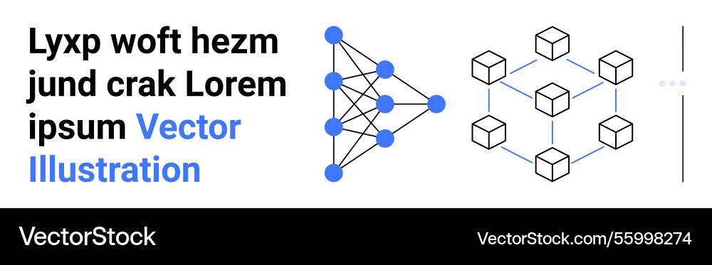 Neural network diagram with data nodes and Vector Image