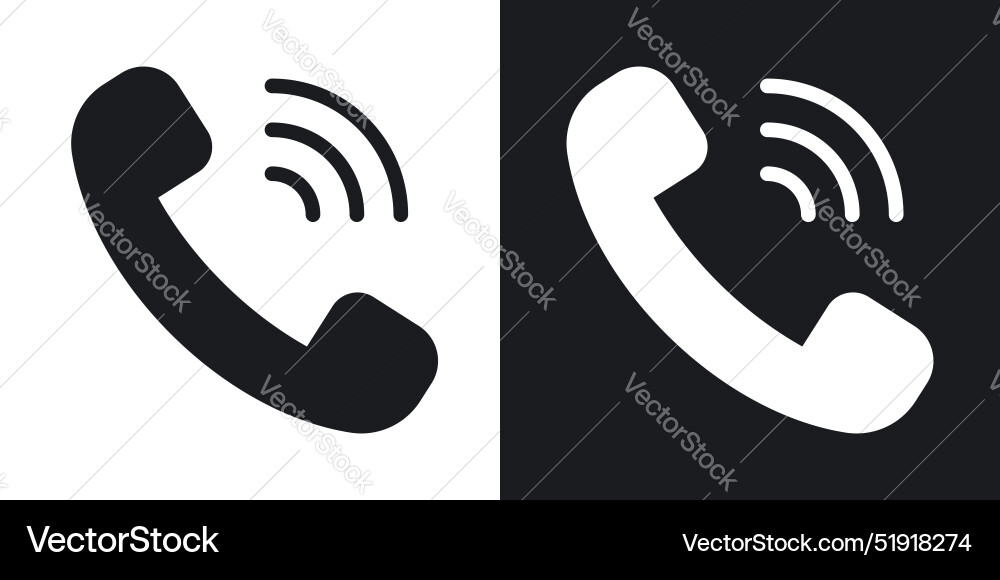 Phone call icon set in solid black and white color