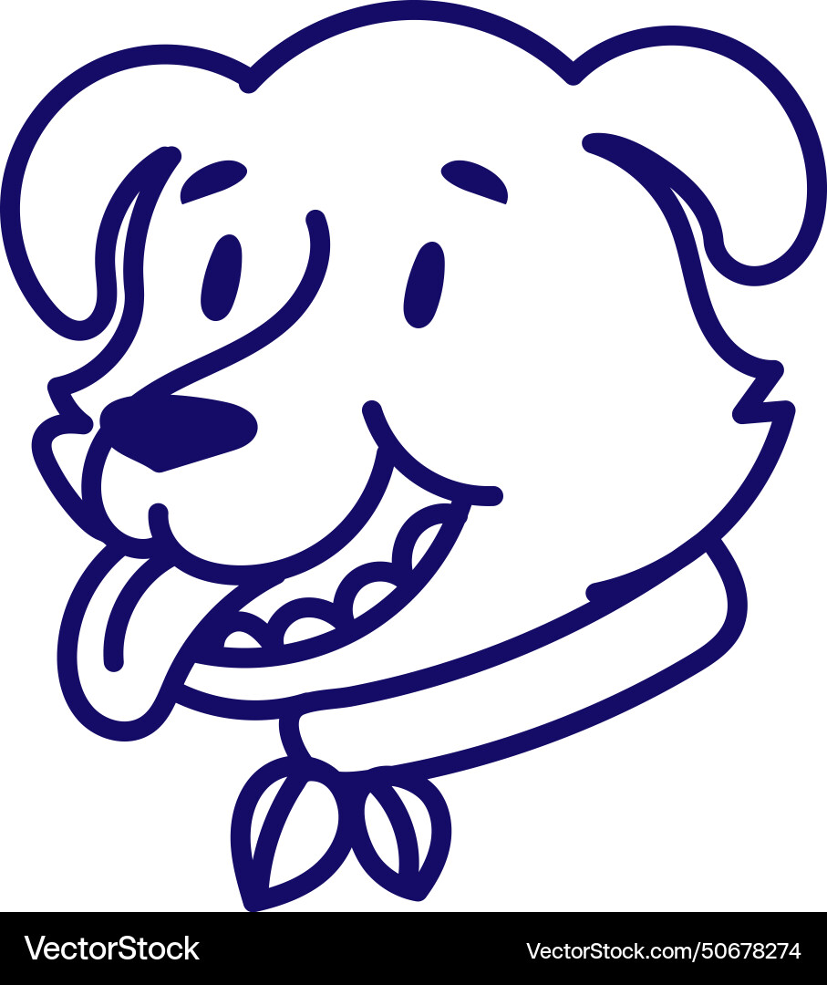 Smiling dog face line drawing isolated on white Vector Image