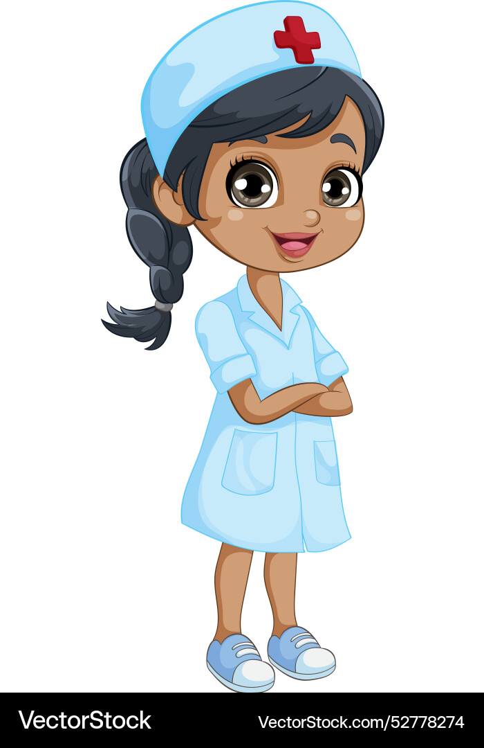 Smiling nurse in blue uniform and cap Royalty Free Vector