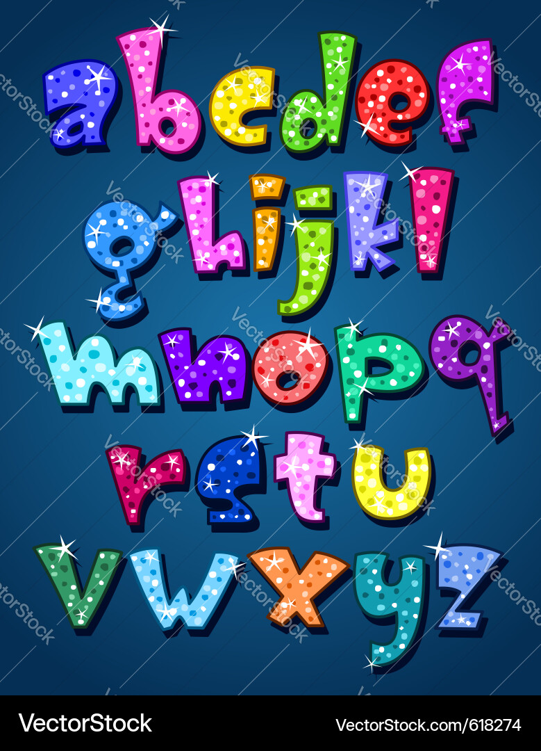 Sparkling Lowercase Alphabet Royalty Free Vector Image