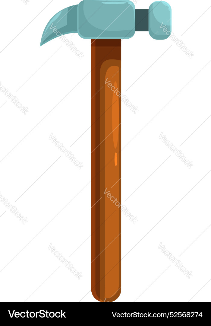 This cartoon hammer is standing on a wooden handle