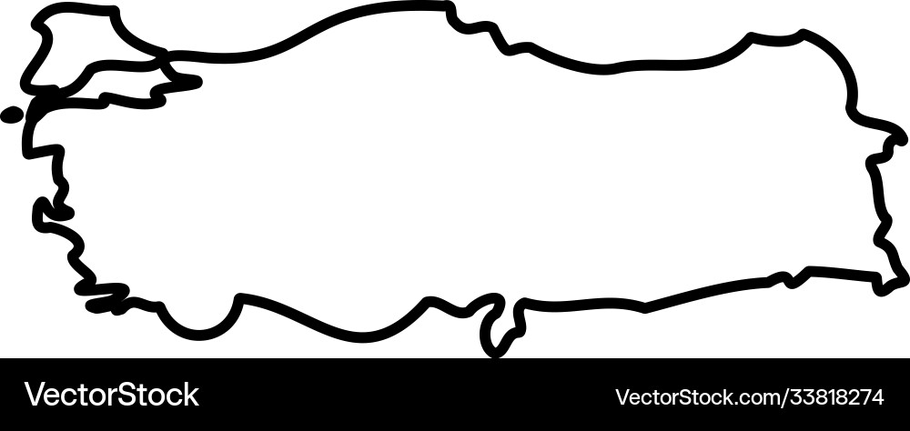 Turkey - solid black outline border map country Vector Image