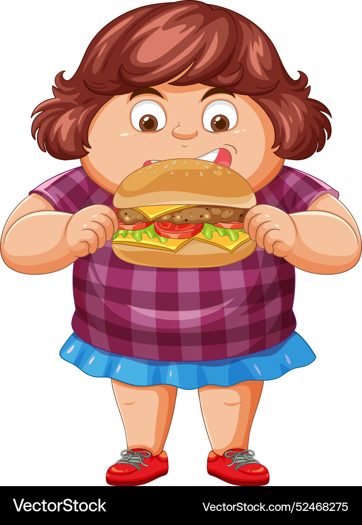 A child holding large burger Royalty Free Vector Image