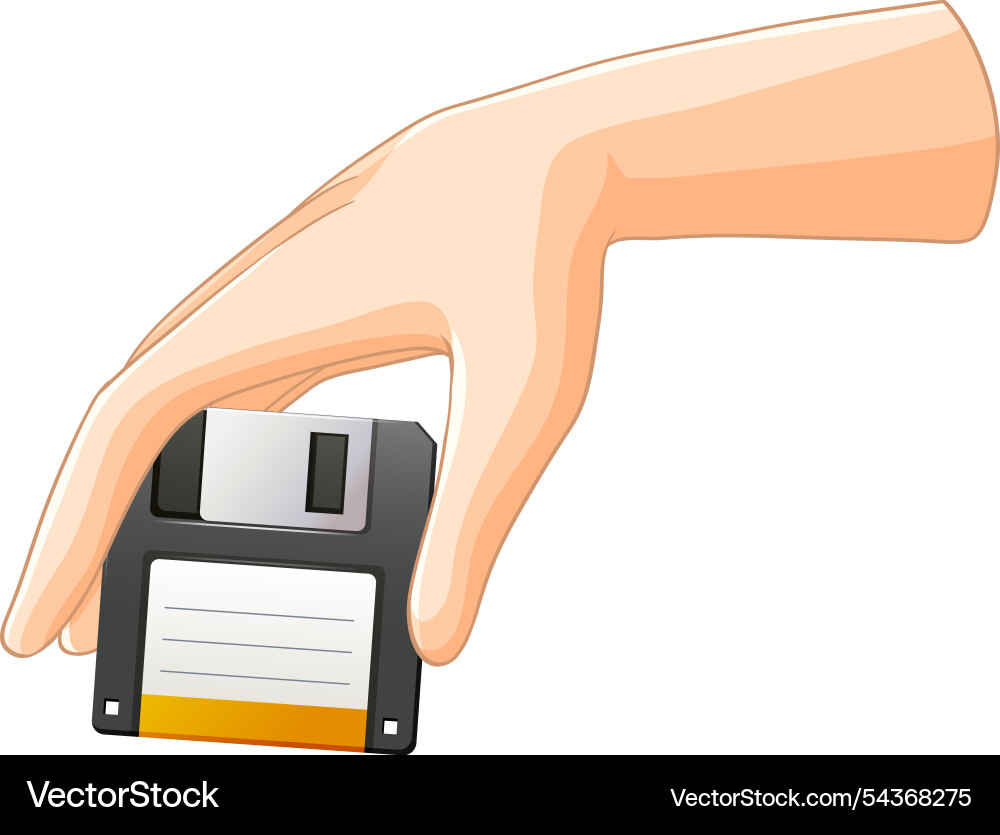 A hand holding floppy disk Royalty Free Vector Image