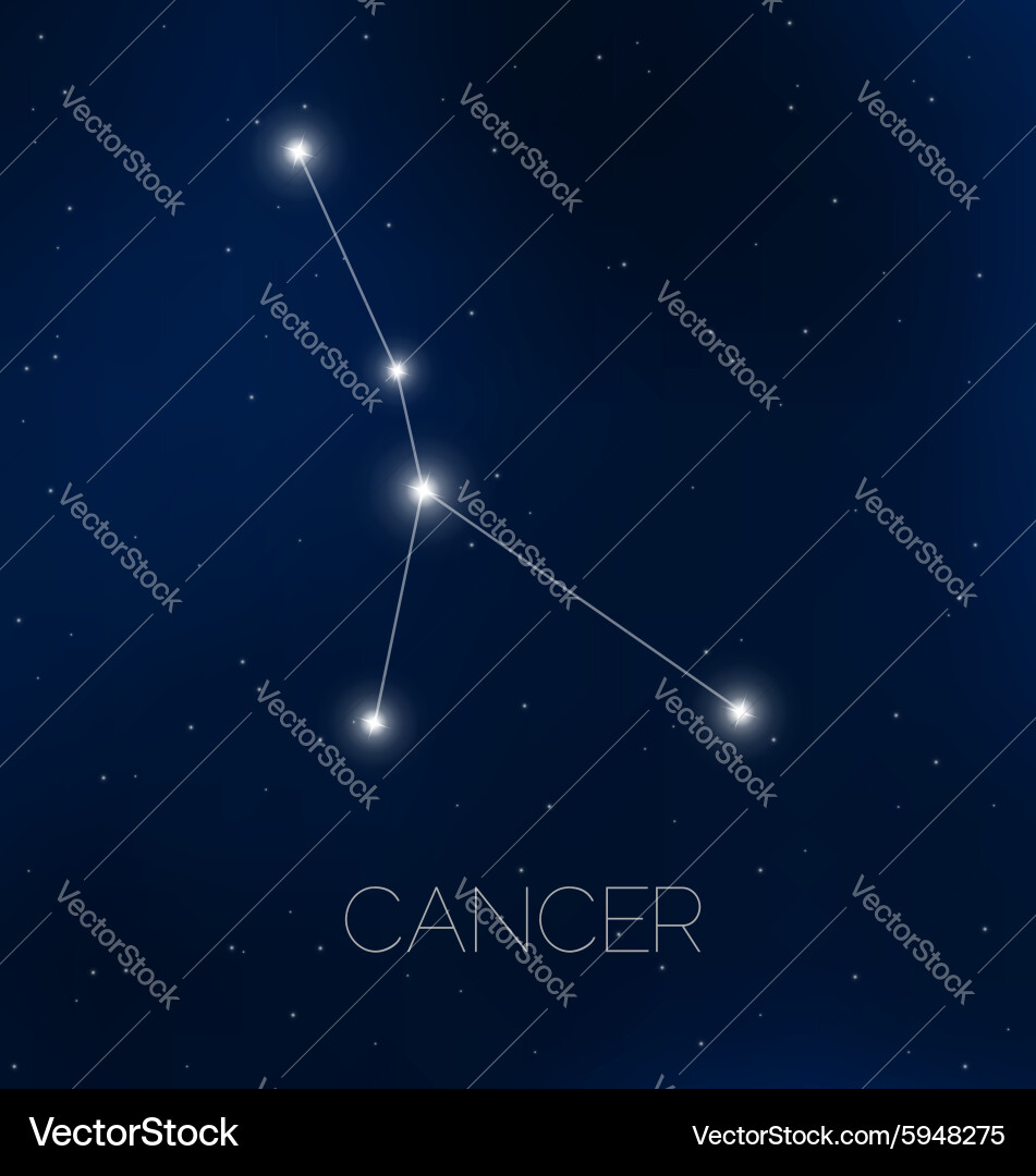 Cancer constellation in night sky Royalty Free Vector Image