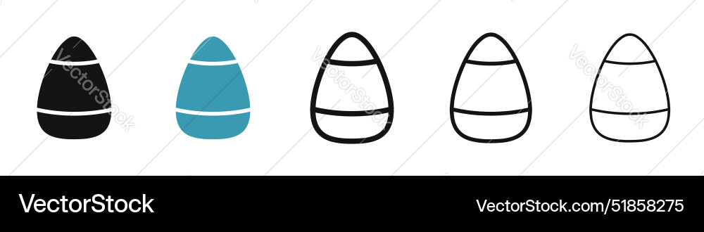 Candy corn icon set in black and blue colors Vector Image
