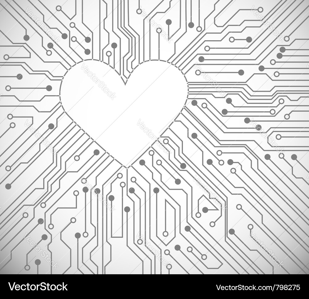 Circuit board heart Royalty Free Vector Image - VectorStock