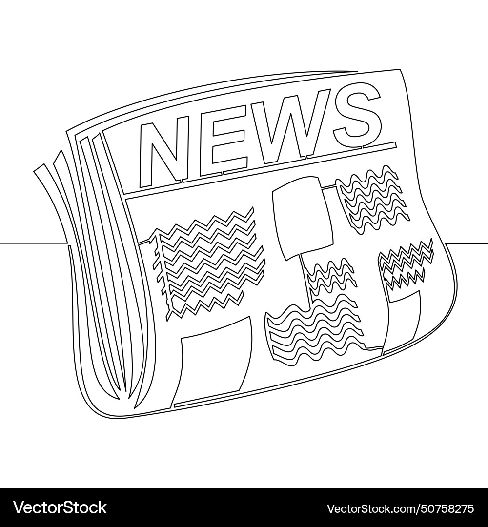 Continuous line drawing paper newspaper concept Vector Image