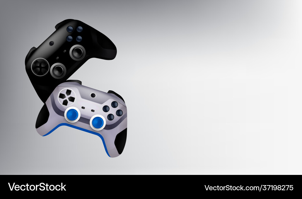 Gamepad controllers realistic composition Vector Image