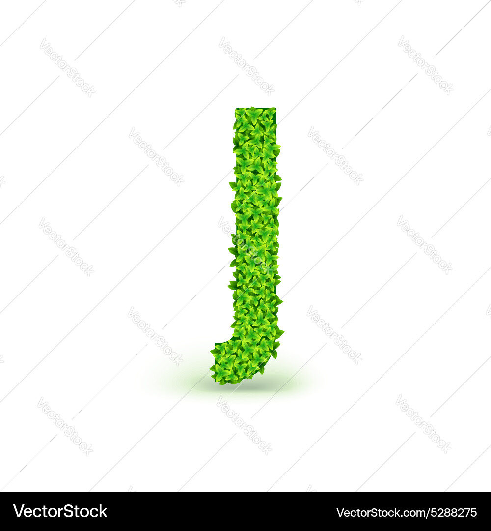 Green leaves font j Royalty Free Vector Image - VectorStock