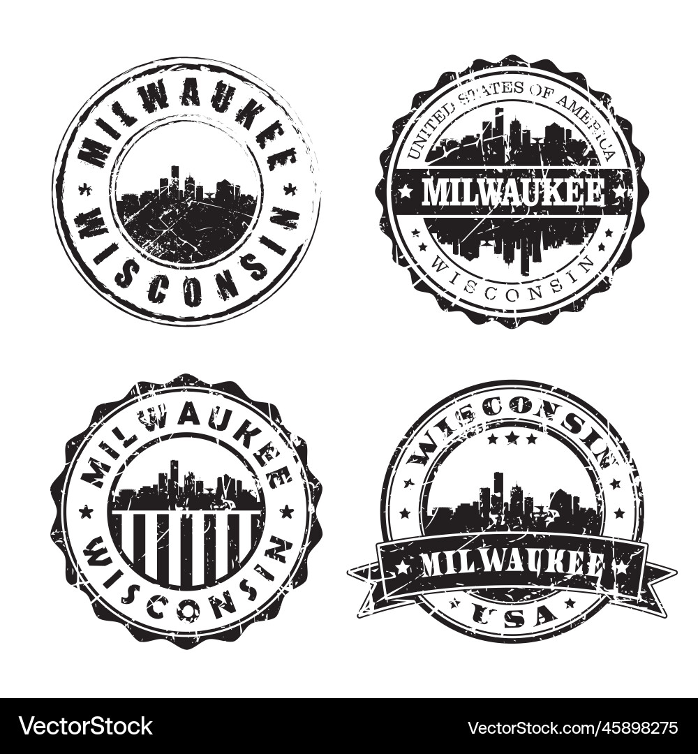 Milwaukee wisconsin stamp skyline postmark Vector Image