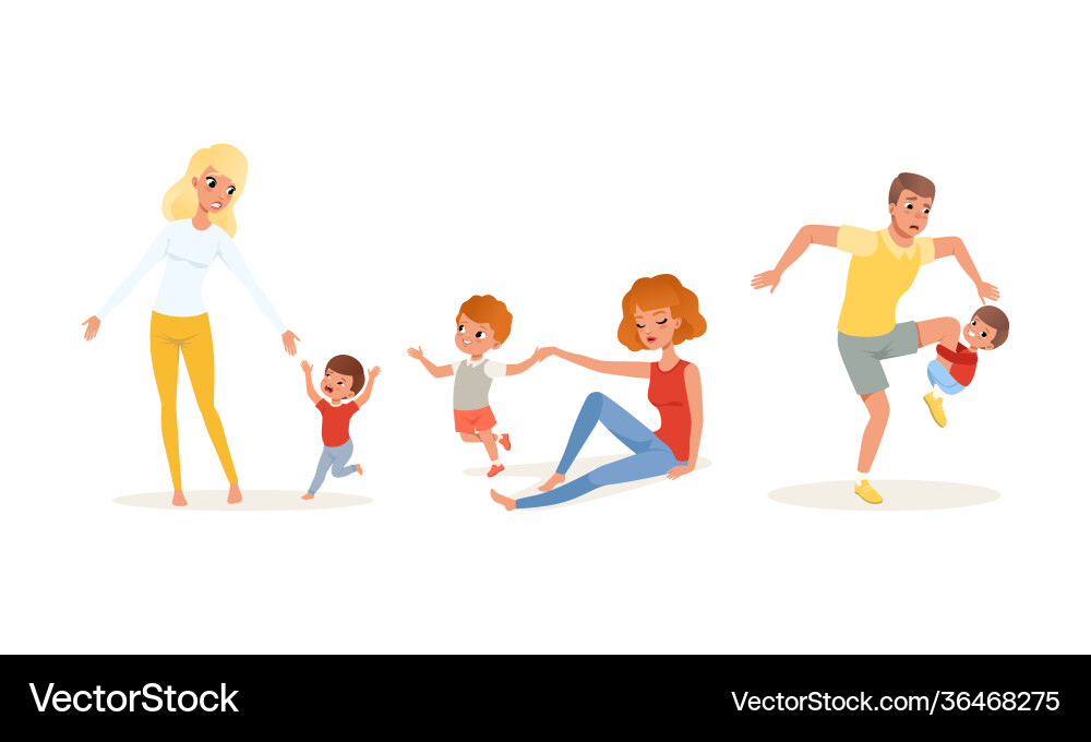 Stressed Family - Parents & Children Vector Image