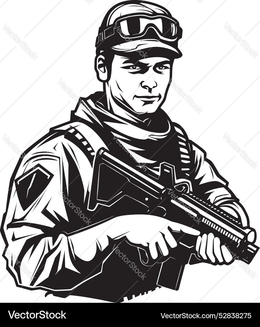 Warrior sentinel tactical rifle icon Royalty Free Vector