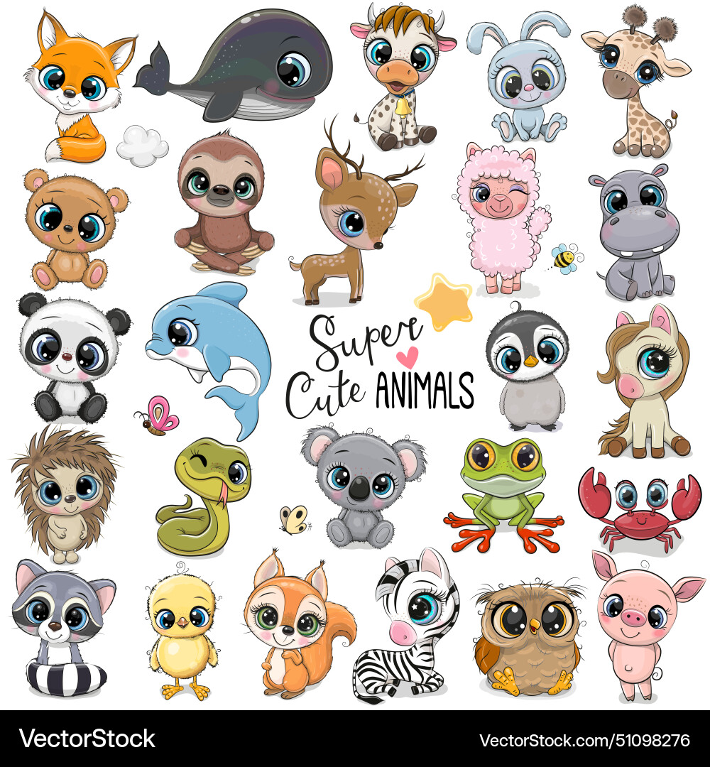 Adorable Cartoon Animals Collection Royalty Free Vector