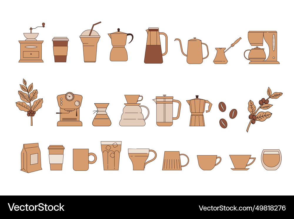 Coffee shop and cafe collection Royalty Free Vector Image