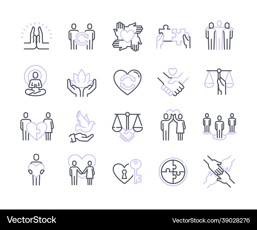 Harmonious relationship icons set Royalty Free Vector Image