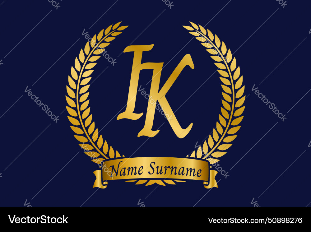 Initial letter i and k ik monogram logo design Vector Image