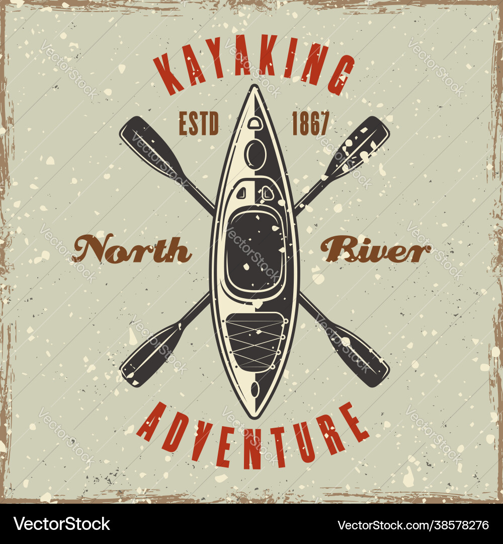 Kayaking colored emblem badge label or logo Vector Image