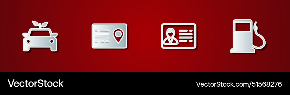 Set eco car concept drive address book Royalty Free Vector