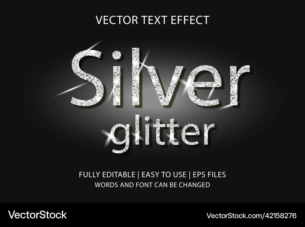 Silver glitter text effect Royalty Free Vector Image