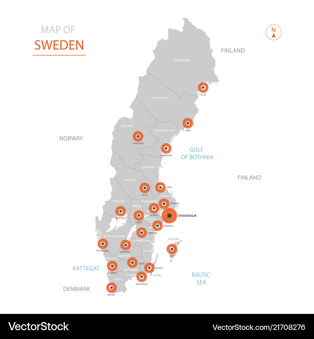 Sweden map with administrative divisions Vector Image