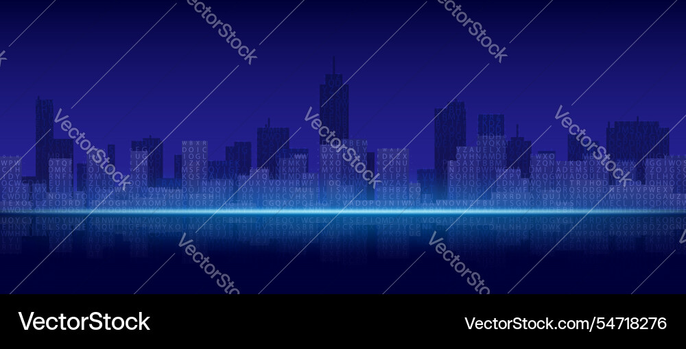 Tech city skyline background Royalty Free Vector Image