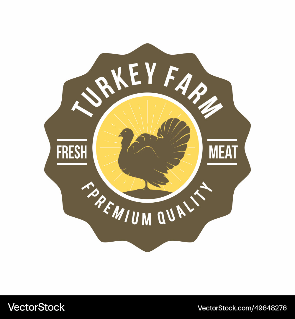 Turkey farm emblem logo design Royalty Free Vector Image