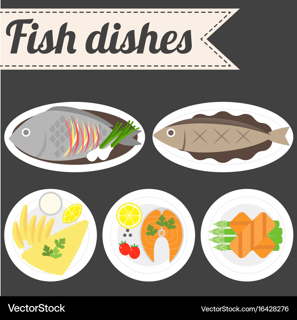 Various Fish Dishes Royalty Free Vector Image - VectorStock