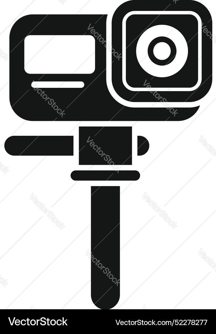 Action camera standing on monopod for recording Vector Image
