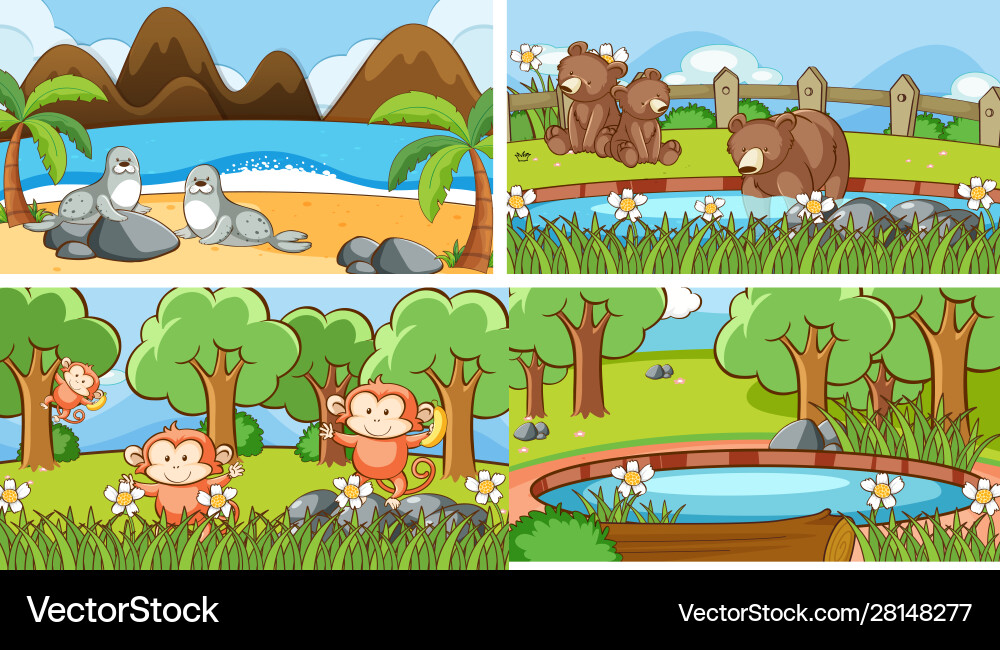 Background scenes animals in wild Royalty Free Vector Image
