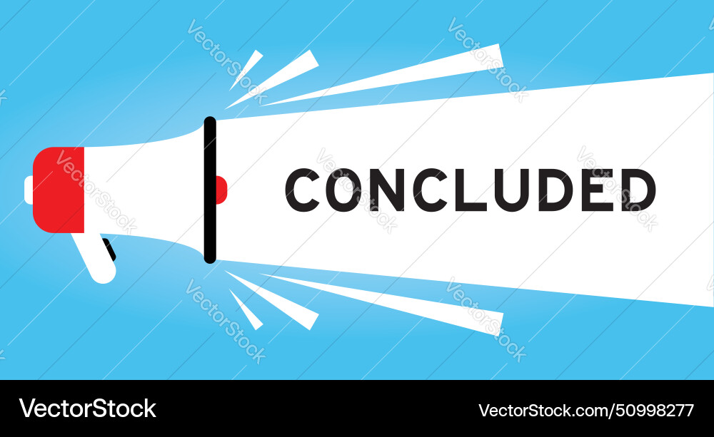 Color megaphone icon with word concluded in white Vector Image