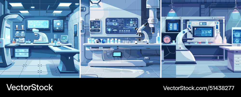 Cryonics laboratory cartoon scenes Royalty Free Vector Image