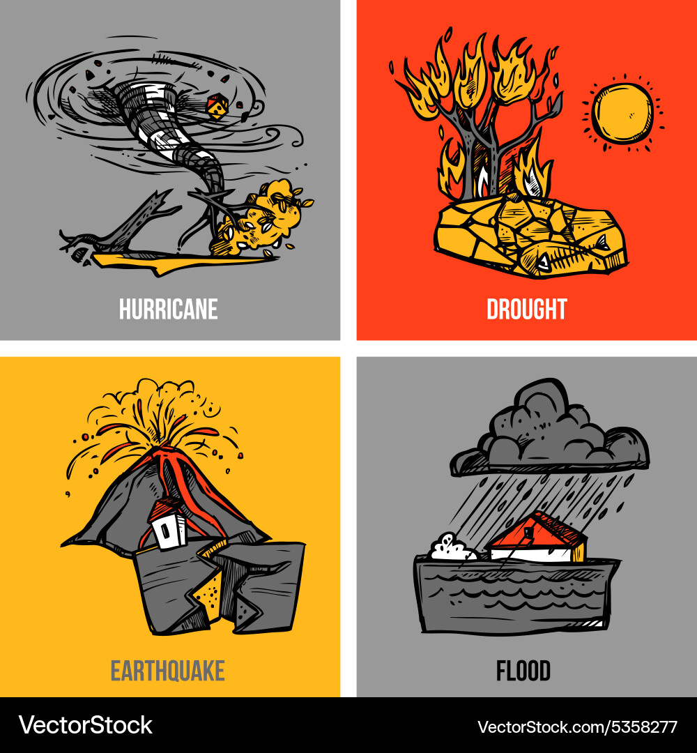 Natural disasters set Royalty Free Vector Image