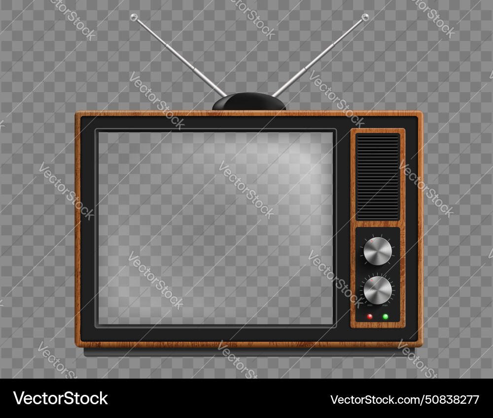 Retro style tv with transparent screen Royalty Free Vector