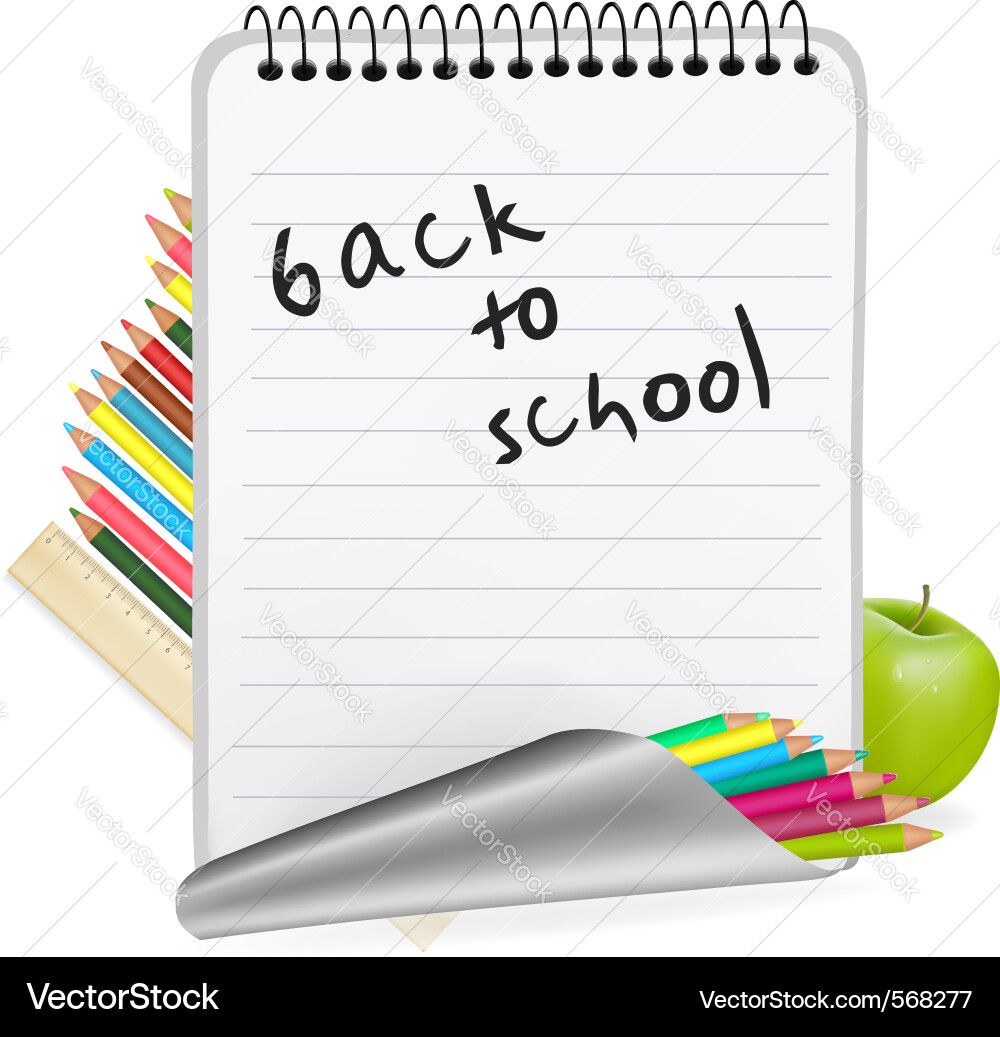 School Supplies Notepad Royalty Free Vector Image