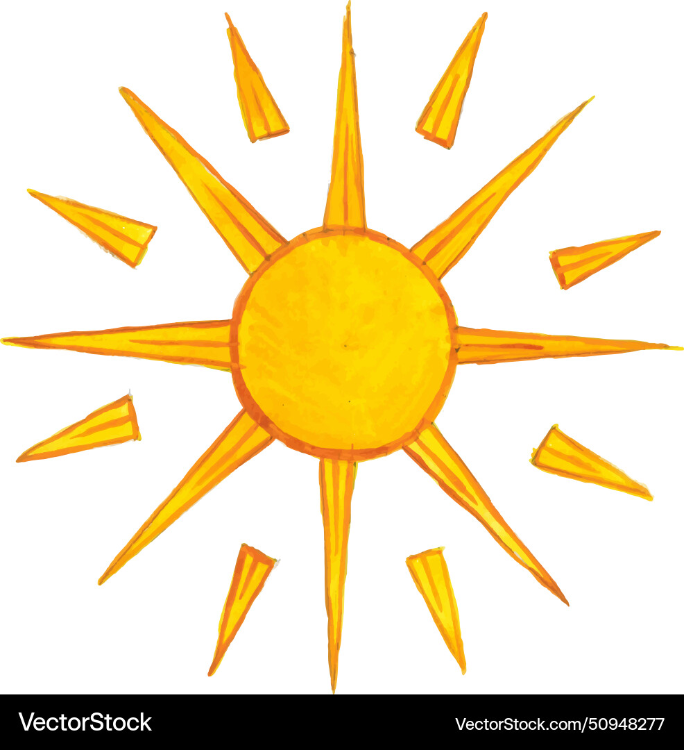 Sun watercolor a hand-drawn Royalty Free Vector Image