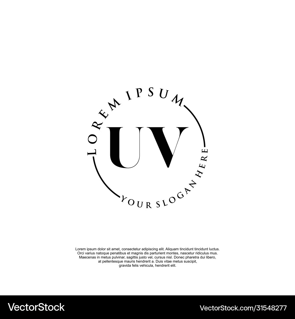 Uv initial handwriting logo design Royalty Free Vector Image
