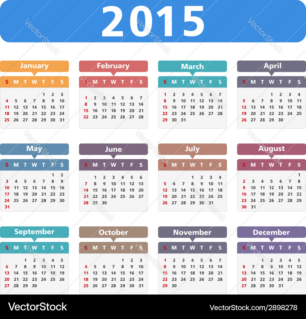 2015 calendar Royalty Free Vector Image - VectorStock