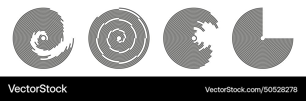 Collection of four concentric segments circles Vector Image
