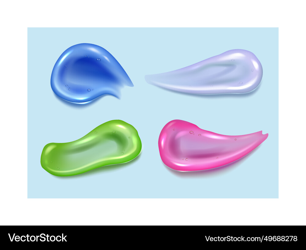 Cosmetic gel realistic transparent colored Vector Image