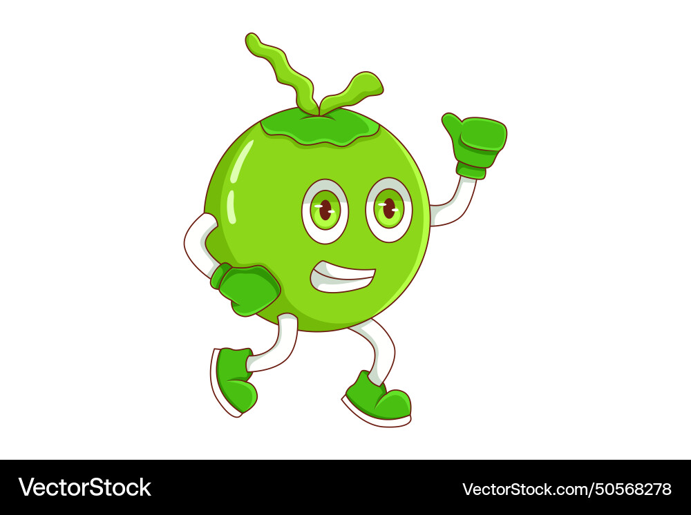 Cute coconut character design Royalty Free Vector Image