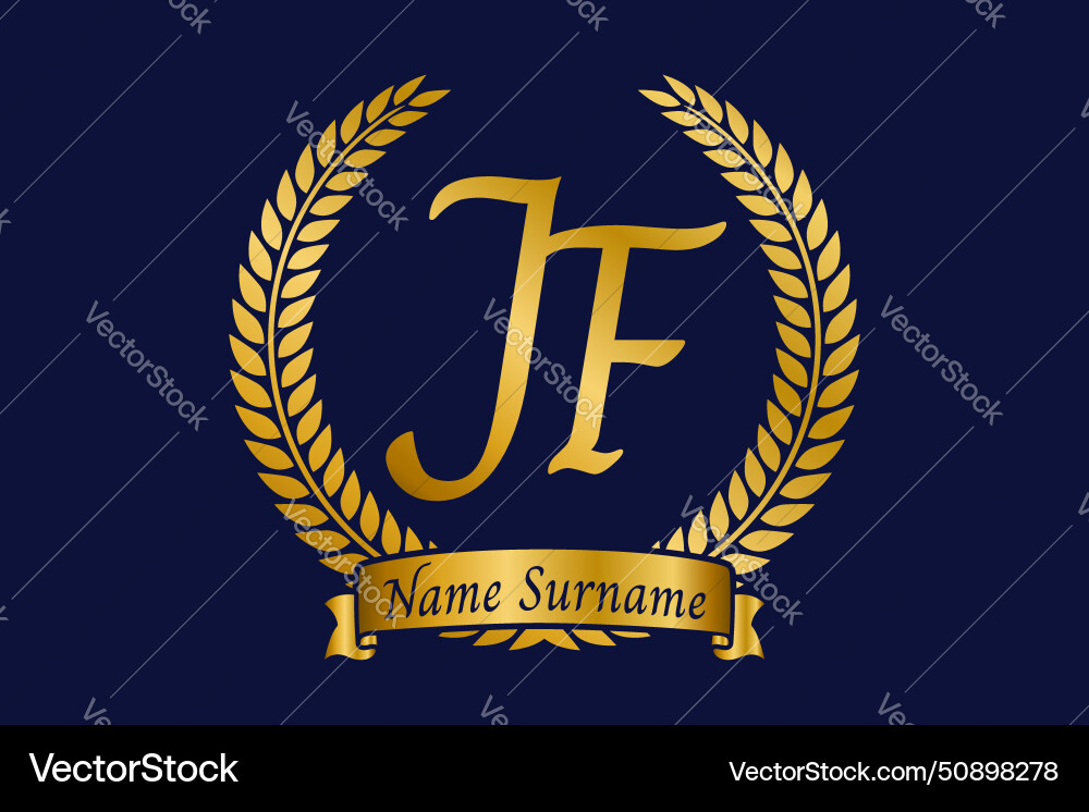 Initial letter j and f jf monogram logo design Vector Image