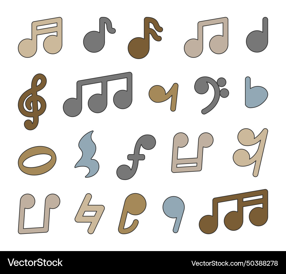 Musical notes hand drawn style drawing Royalty Free Vector